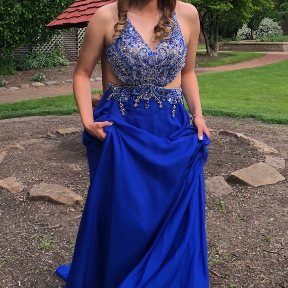 Dresses | Blue Open Back Prom Dress Gown | Poshmark